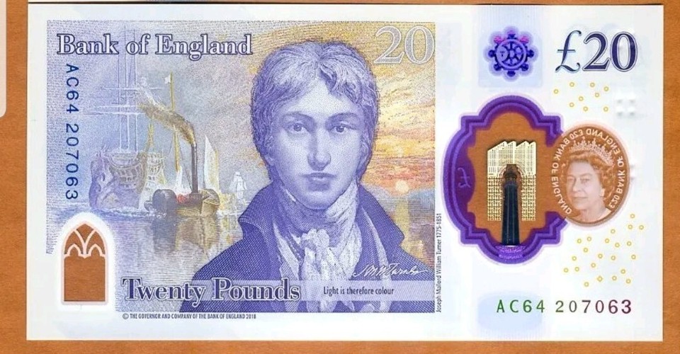 2020 Great Britain 20 pounds Banknote. Queen Elizabeth II Bill. UNC ...