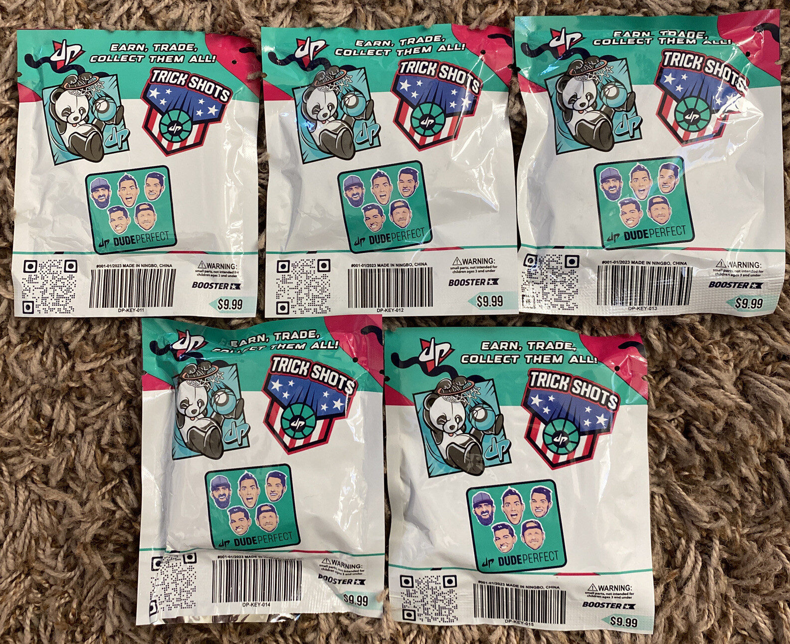 Lot of 5 Dude Perfect Keychains DP-KEY-011, 012, 013, 014, 015 NIP C2 ...