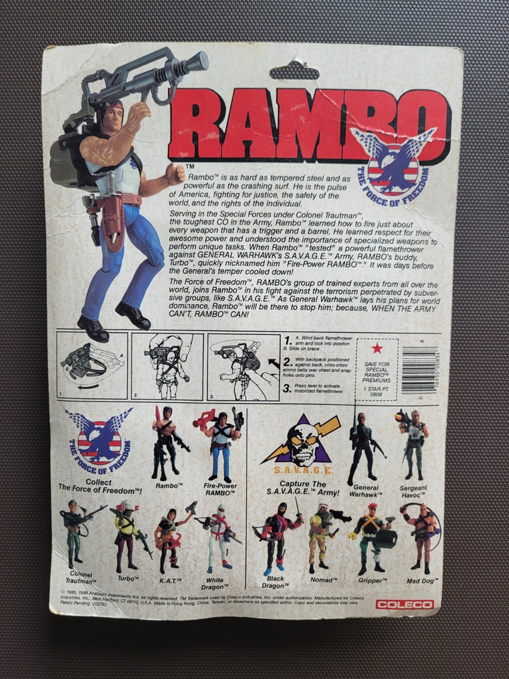 Fire Power Rambo 7" Scale 1986 RAMBO Coleco Vintage NEW MOC Sealed | eBay