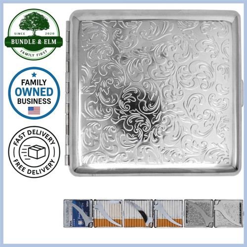 Silver Victorian Metal Cigarette Case Stash Box Protects Full Pack King ...