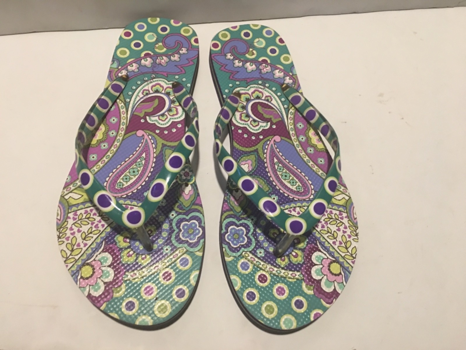 Vera Bradley Women's Flip Flop Go Fish paisley purple… - Gem