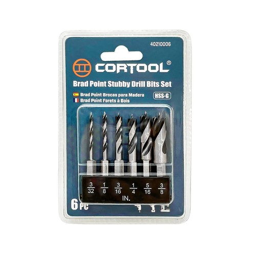 Brad Point Stubby Drill Bit Set For Wood 6pcs Hss Drill Bit Set With 1 ...