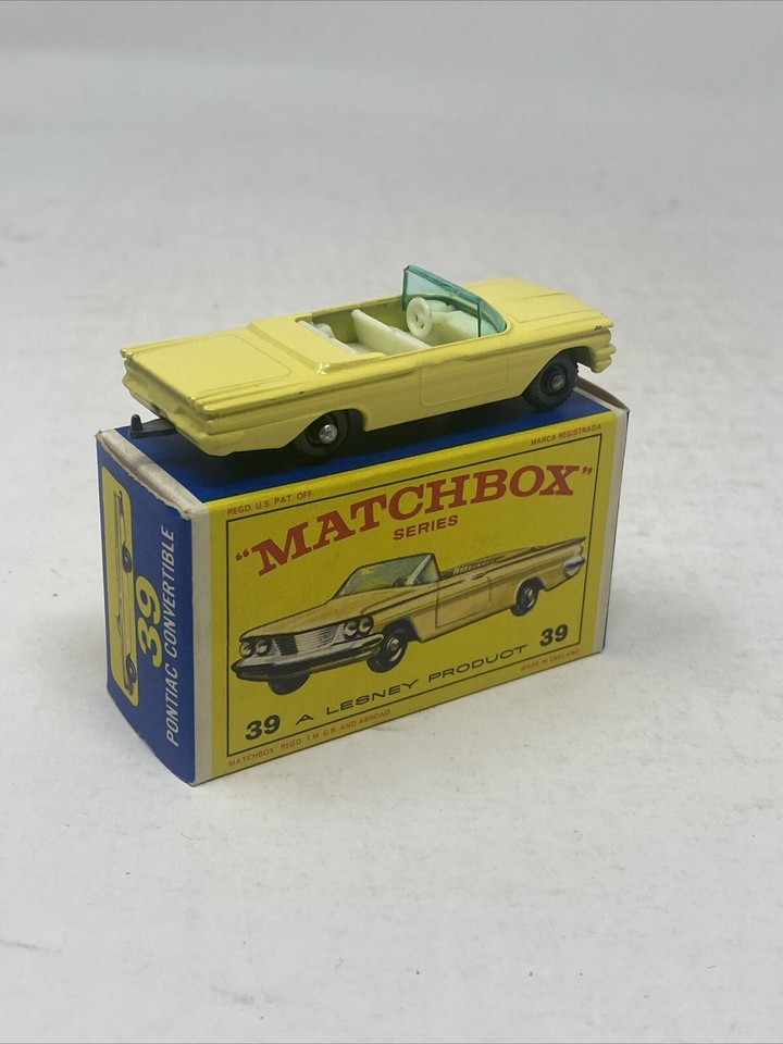 Matchbox #39 Pontiac Convertible 1962 Yellow In Solid Original E3 Box,N ...