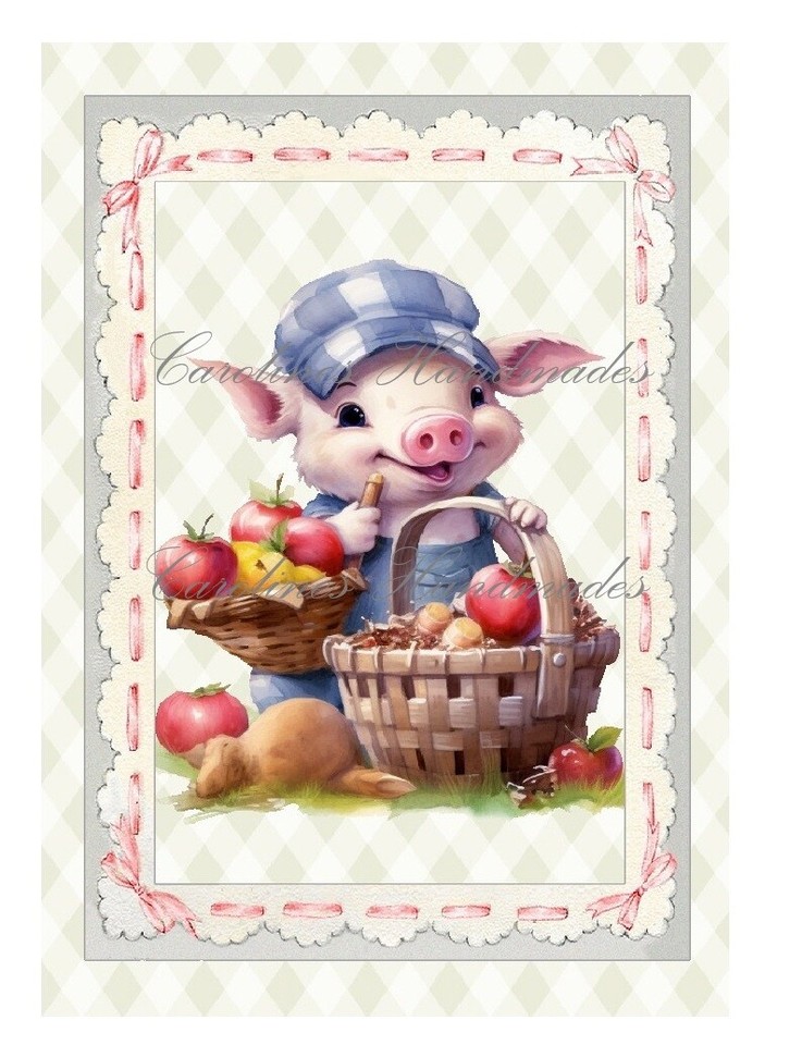 Cute Farmer Pigs A Designer MULTI-SIZE SET Cotton Fabric Quilt Blocks ...