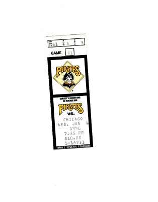 June 6 1990 Chicago Cubs @ Pittsburgh Pirates Ticket Greg Maddux Quick ...