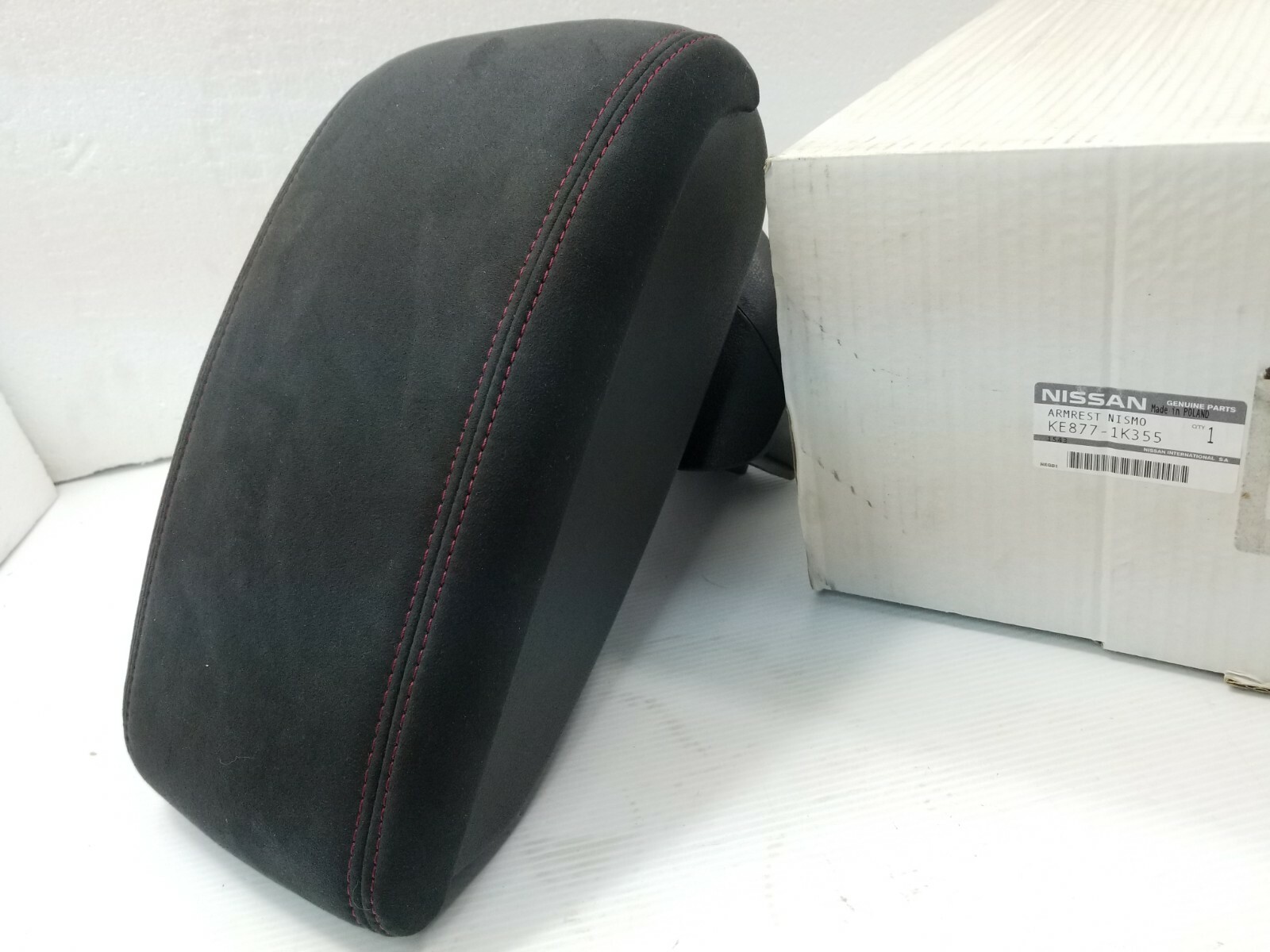 Genuine OEM Nissan KE877-1K355 Nismo Armrest Black w/Red Stitching 2014 ...