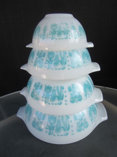 Pyrex Amish Butterprint ALL WHITE Cinderella Bowl Set 441, 442, 443 ...