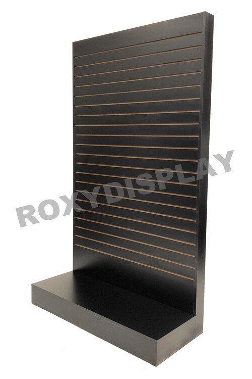 Black Wood Pressed 80 Inch Tower Style Slat Wall Floor Fixture Display ...