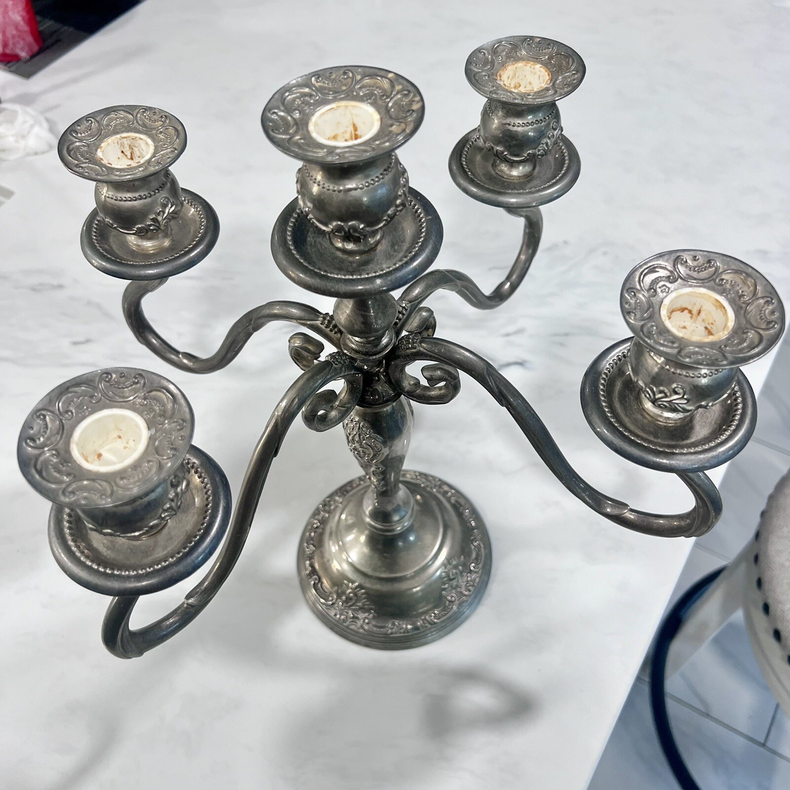 Godinger Candelabra Silver Plate Baroque Ornate 5 Light Victorian 13 ...