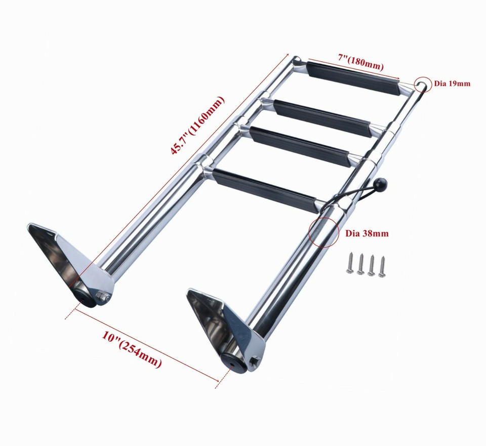 2/3/4 Step Boat Ladder Stainless Steel Heavy Duty Sliding Ladder ...