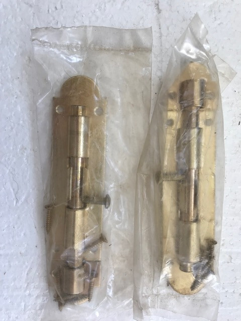 Ferum 3.75” Brass plated steel Barrel Bolt, long throw bolt, Lot of 2 ...