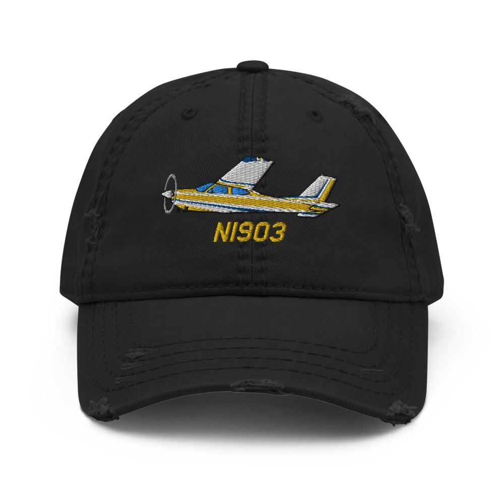Airplane Embroidered Distressed Cap (AIR35JJ177-Y1) - Personalized with ...