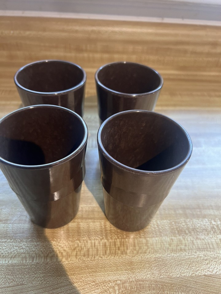 Vintage US Military Halsey Mess Hall Cups 4 Pc Lot Brown Melamine MCM ...
