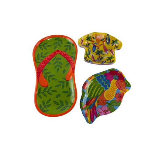 Tropical Melamine Party Trays Lot of 8 Flip Flop Parrot Shirt Serving ...