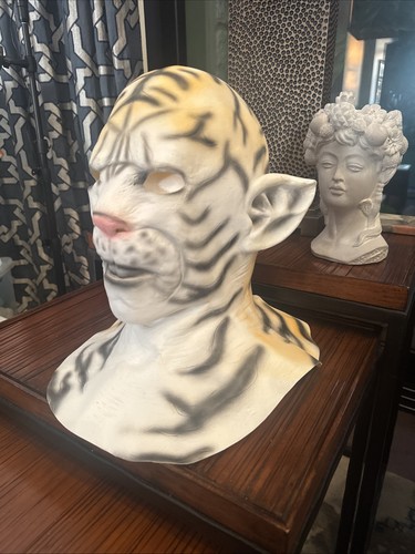 Halloween Cosplay White Tiger Silicone High Simulation Mischief Props ...