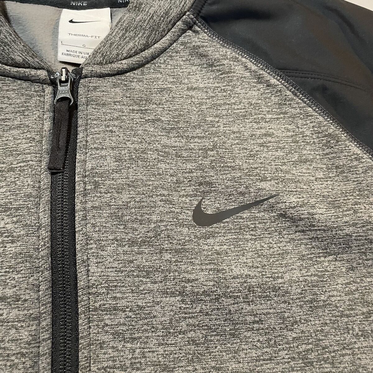Nike Therma-FIT Men's L Charcoal/Black Training FZ Bomber Nike Therma-FIT Men's L Charcoal/Black Training FZ Bomber