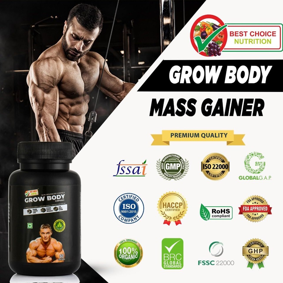 BODY GROW Fast Weight Gain Pills Muscle Gainer WEGHT GAIN 60 CAPSULES ...