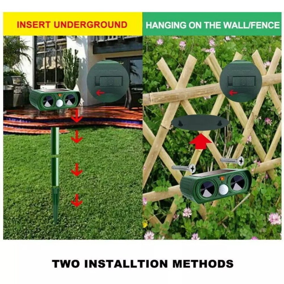 Ultrasonic Cat Dog Fox Pest Motion Sensor Repeller Scarer Deterrent ...