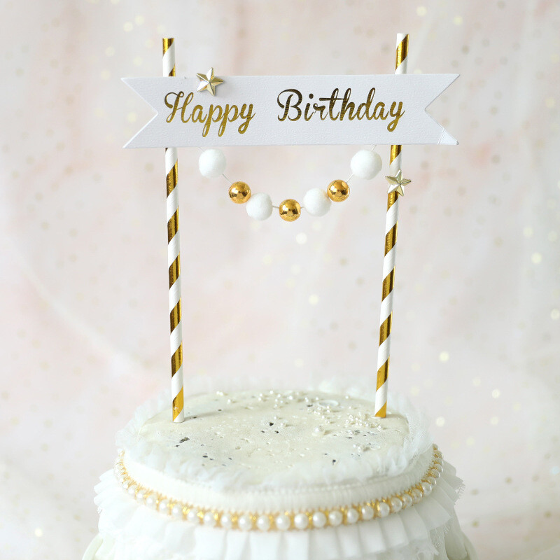 2/4PCS Cake Topper Banner Gift Happy Birthday Star Dessert Party ...