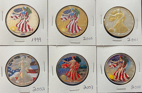 Lot #1 1999-2004 $1 American Silver Eagle Colorized Coins | eBay