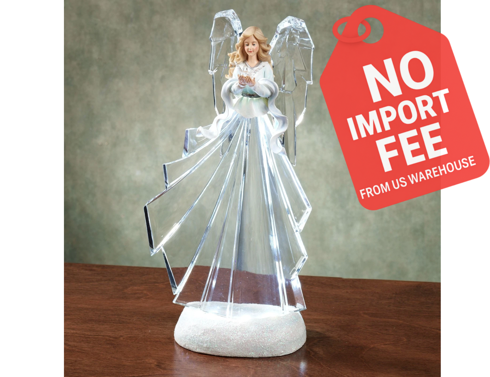 LED Lighted Christmas Angel with Dove Figurine Holiday Tabletop ...