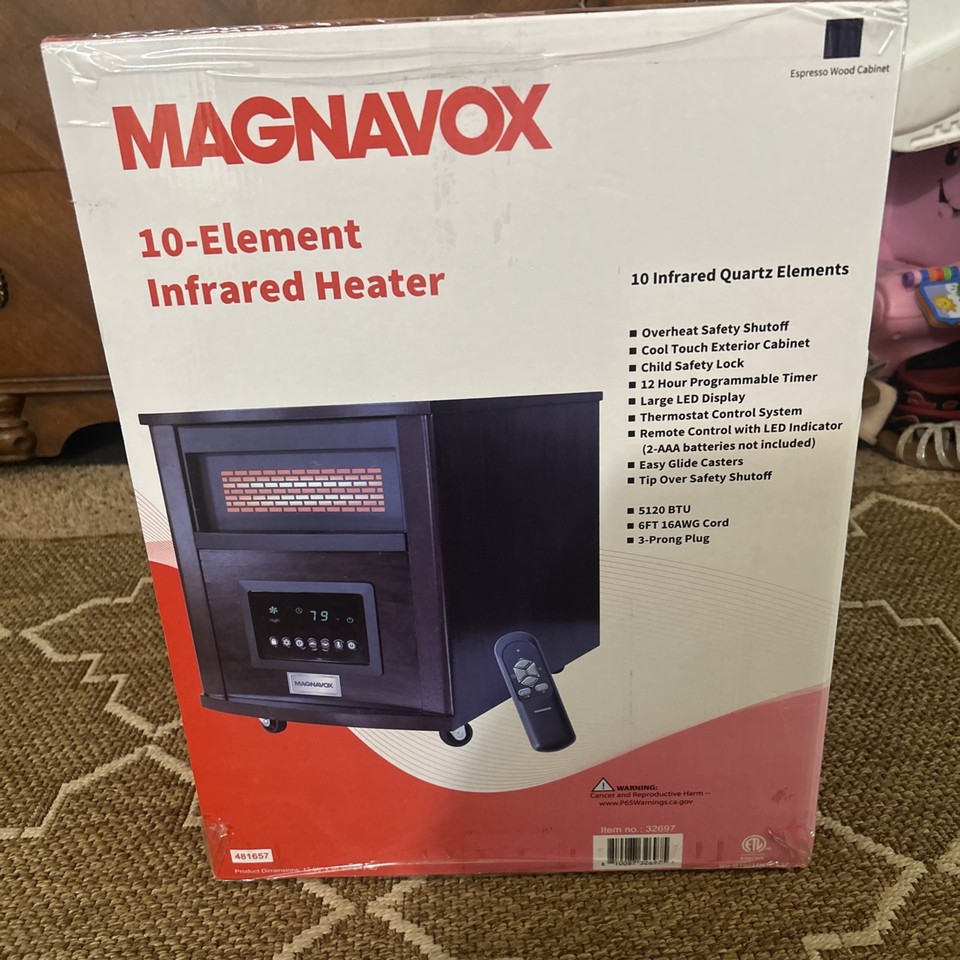 Magnavox 10 Element Infrared Heater - Wood Cabinet Portable Heater ...