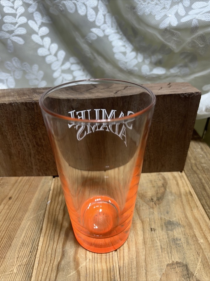 Samuel Sam Adams Beer Glass Basketball 3D Bottom Neon Orange 16 oz Pint ...