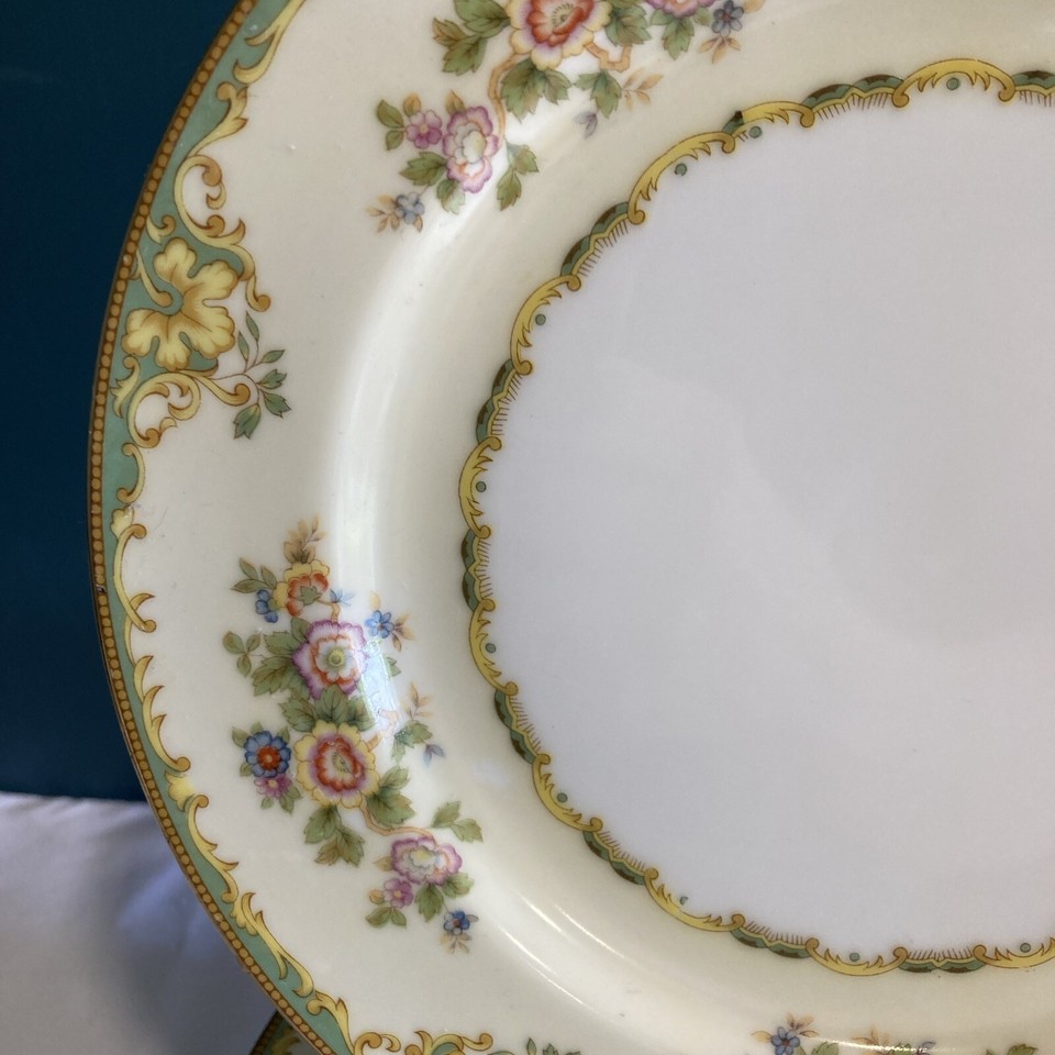 10" Dinner Plate Paris Green Border Meito Flowers - Mint Condition | eBay