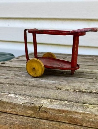 Antique MAR USA Toy Tea Cart Trolley Tin Steel Wood Wheels | eBay