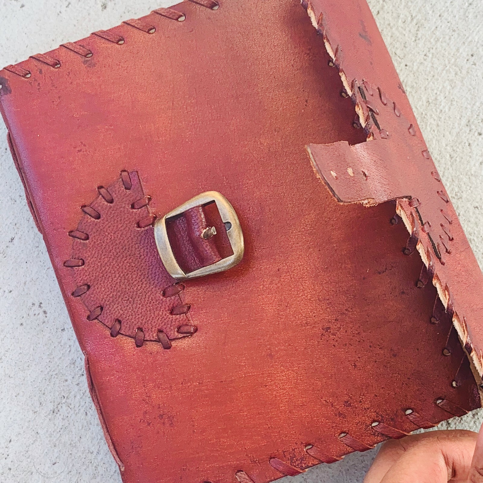 Red Leather Travel Journal Genuine Bullhide Leather Book Rustic ...