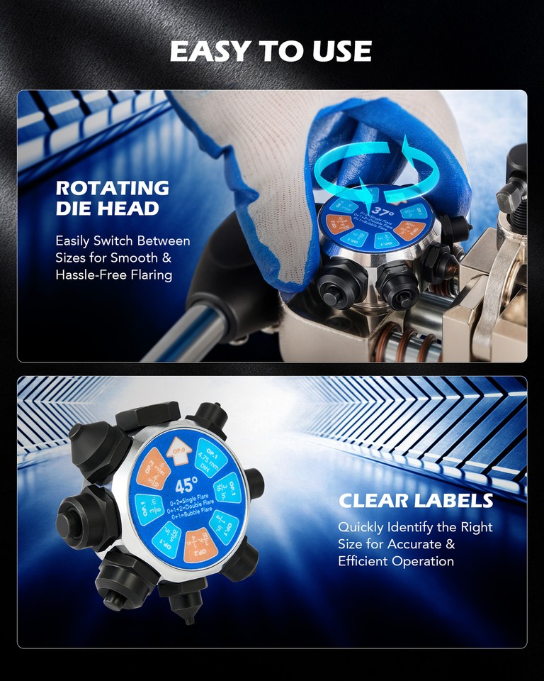 OMT Brake Line Flaring Tool Set 45° & 37° Brake Flare Tool for 3/16"-3/ ...