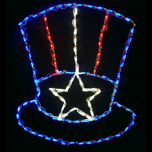 Patriotic Decorations LED Lighted Outdoor Uncle Sam Hat Wireframe New ...