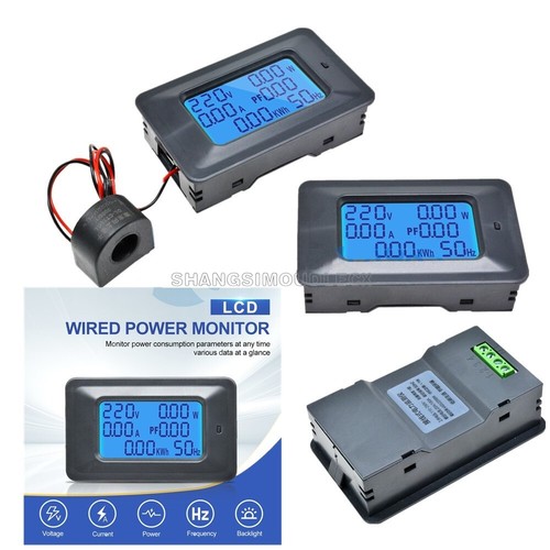 New LCD Panel Meter Monitor Power Energy Ammeter Voltmeter AC 220V 20A ...