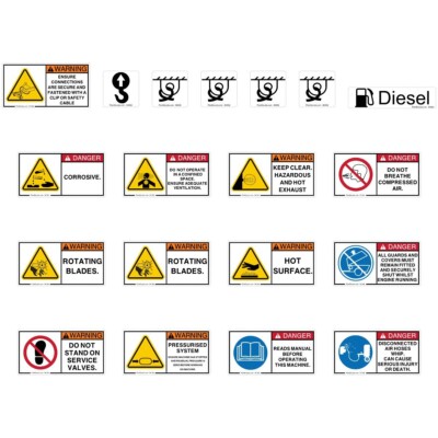 Air Compressor Safety Decals Stickers Kit - Premium Vinyl, 7 Year ...