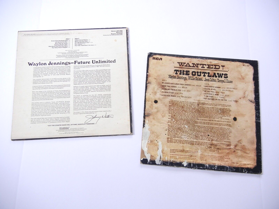 WAYLON JENNINGS 2 LP Record Lot: Waylon/Wanted! THE OUTLAWS Play Tested ...