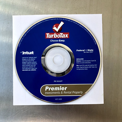 Intuit TurboTax Premier Investments & Rental Property 2007 Federal ...