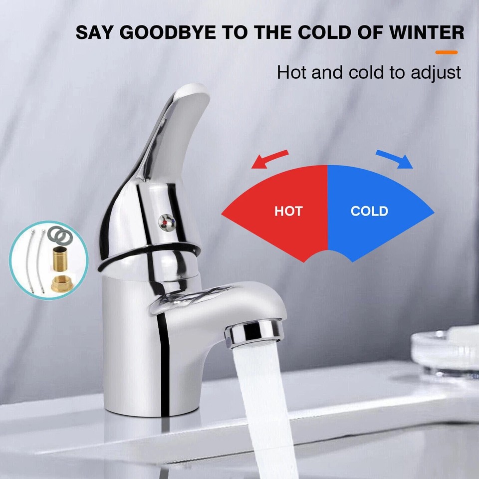 Cloakroom Basin Mixer Tap Chrome Basin Sink Mono Bathroom Tap + Fixings ...