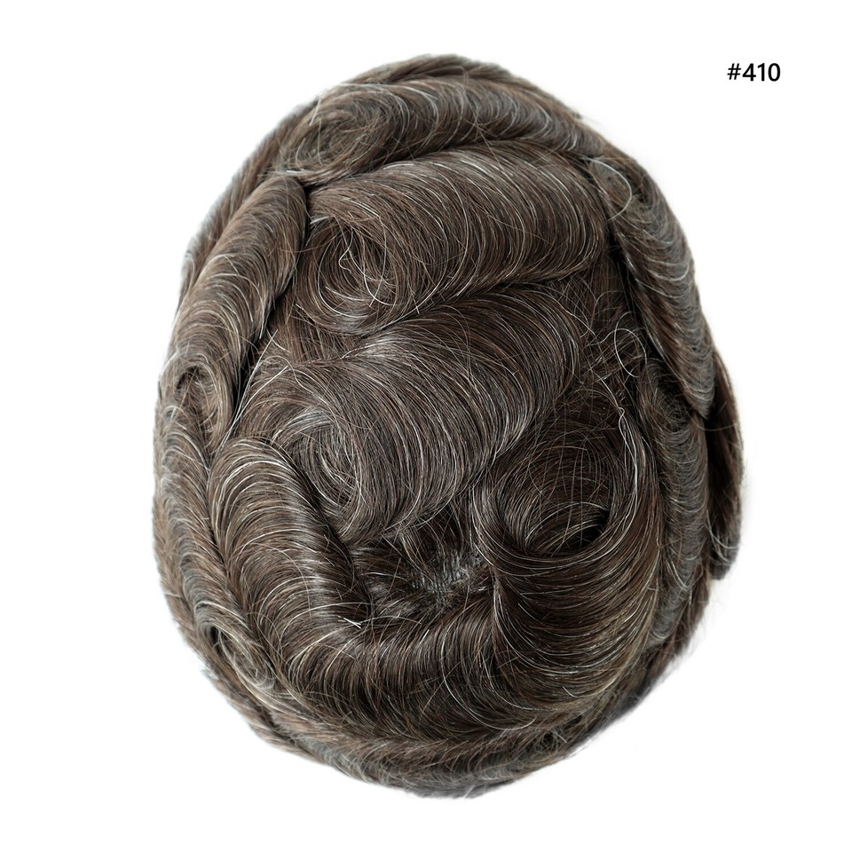 Mens Toupee Human Hair Replacement System Poly Skin V Real Wigs ...