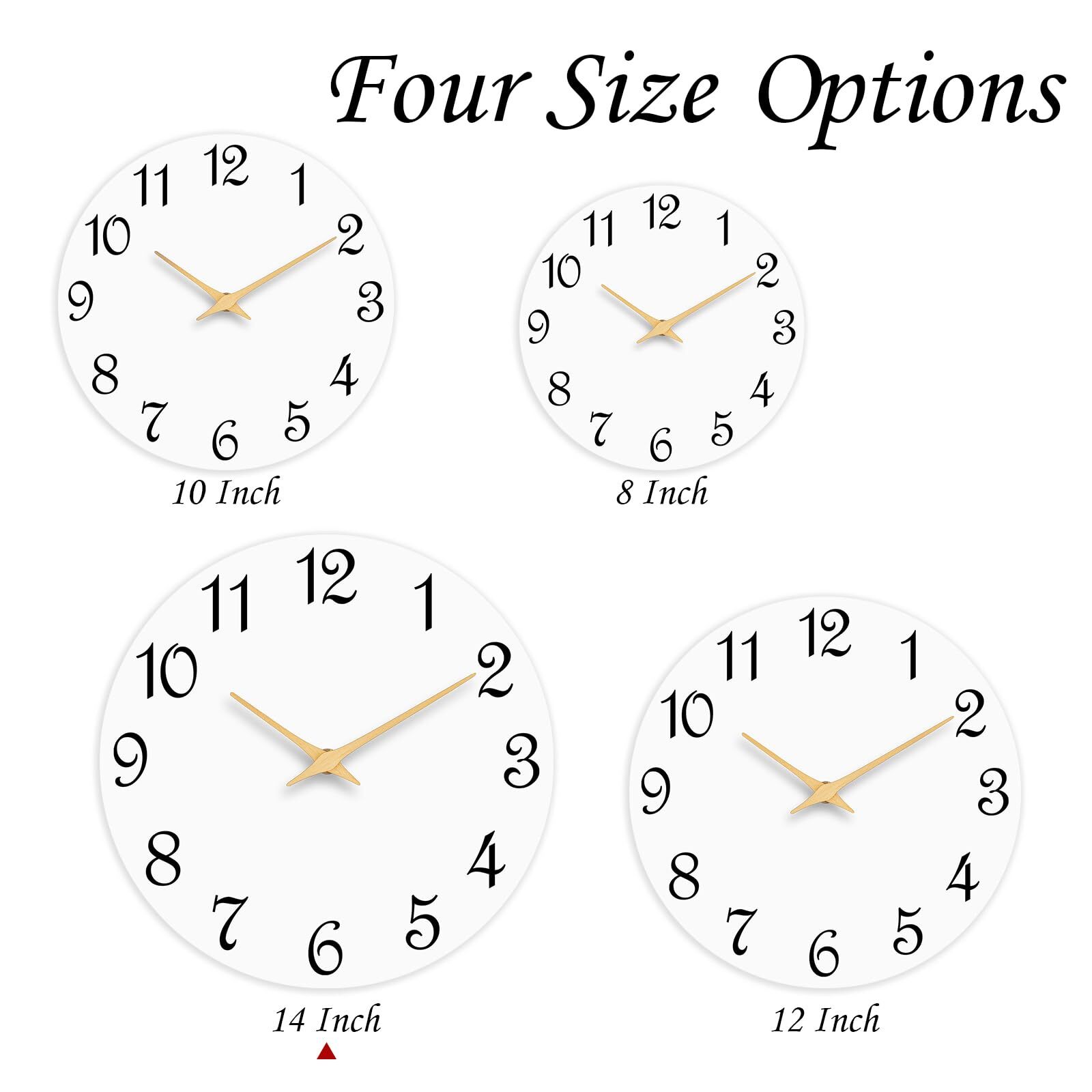 Wall Clock 14 Inch Modern Wall Clocks Battery Operated Silent Non ...