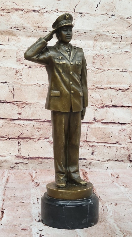 Bronze Saluting Soldier Statue – Military or Police Officer in Uniform ...
