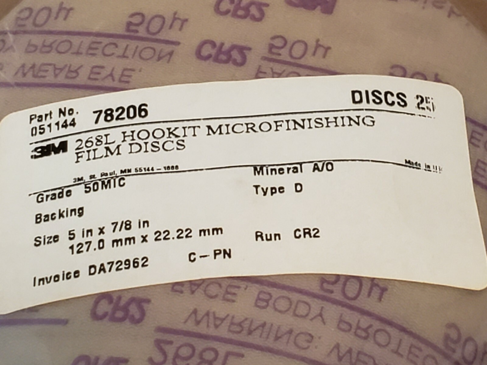 3M 051144 262l Microfinishing Film 25 Sheets Grade 40mic for sale ...