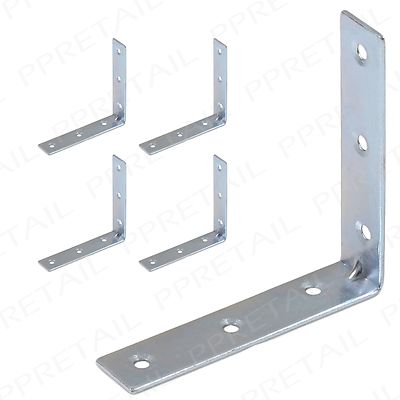 4X 100mm Large L Shaped ~ZINC PLATED~ Corner Brace Bracket Angle Pelmet ...