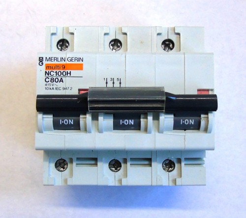 Merlin Gerin Multi 9 NC100H C380 80A Type C Triple Pole Heavy Duty MCB ...