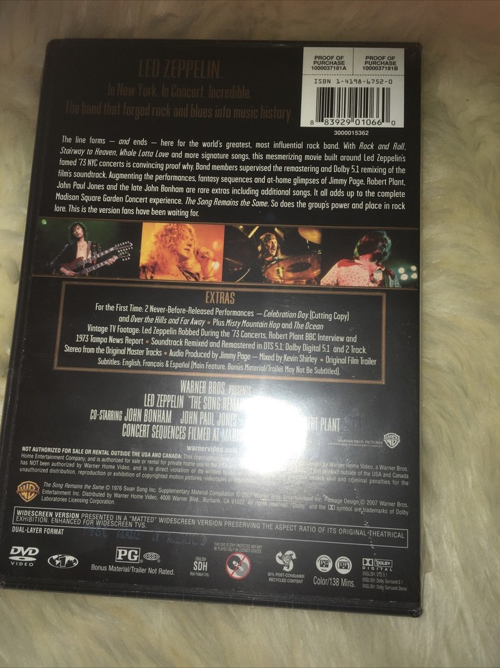 The Song Remains the Same (DVD, 1976) 883929010660| eBay