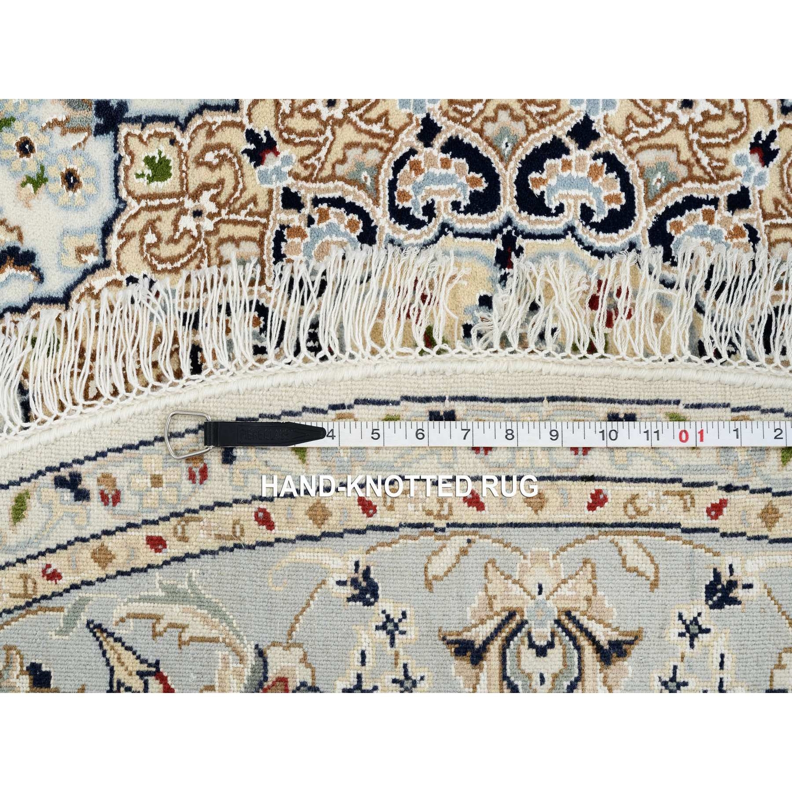 6'x6' Ivory Nain 250 KPSI Pure Wool Hand Knotted Round Oriental Rug ...