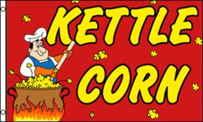 KETTLE CORN FLAG 3' x 5' - POP CORN FLAGS 90 x 150 cm - BANNER 3x5 ft ...