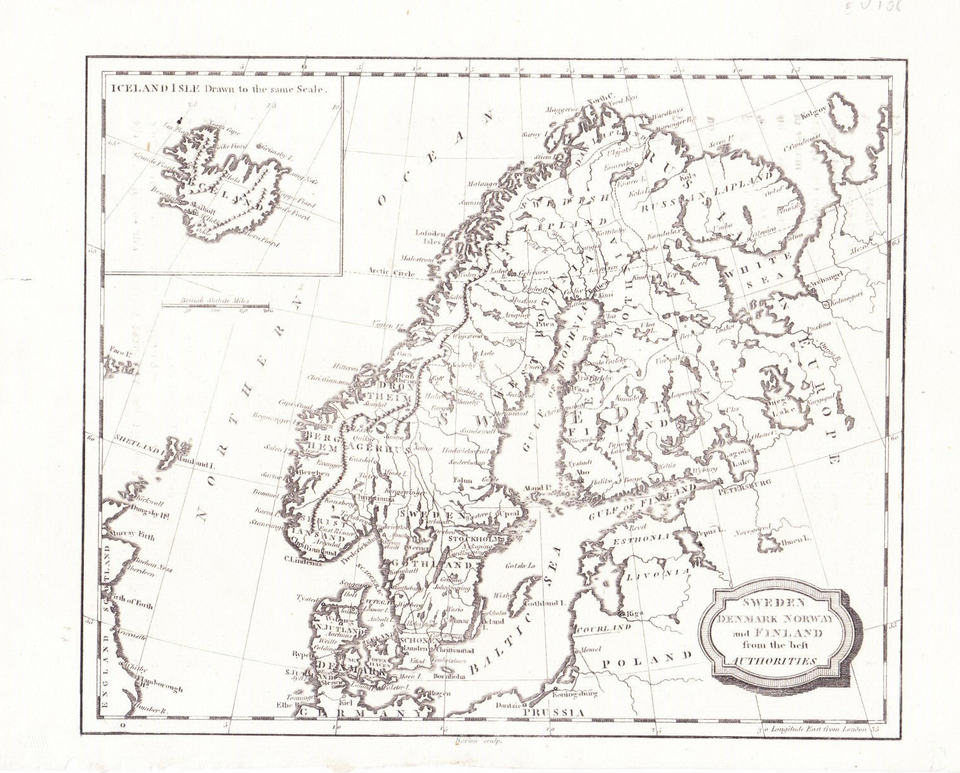 Manuscript map Denmark 1875 plus Scandinavia map 1810, engraved by John ...
