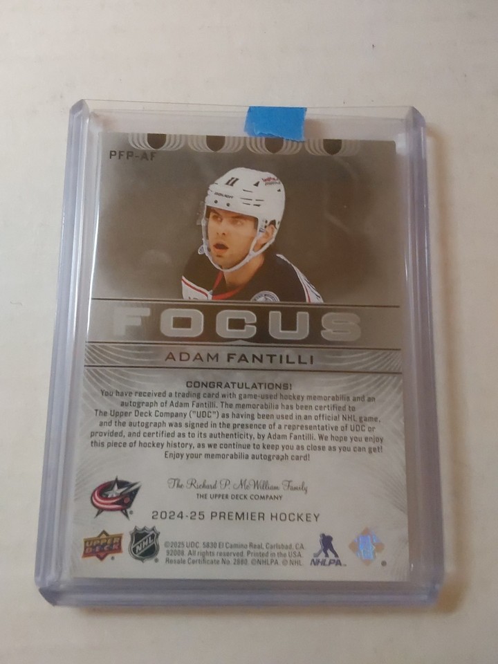 Adam Fantilli 2024-25 Premier Focus Patch Auto Game Work /49 #PFP-AF | eBay