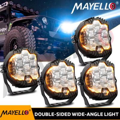 4X 5" LED Work Light Bar Pods Round Offroad Driving Truck ATV Fog Lamp ...