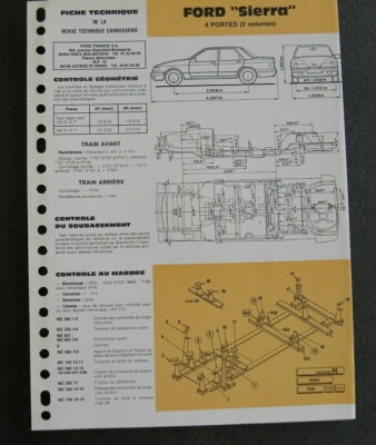 Fiche technique automobile carrosserie FORD SIERRA 4 portes 3 volumes ...
